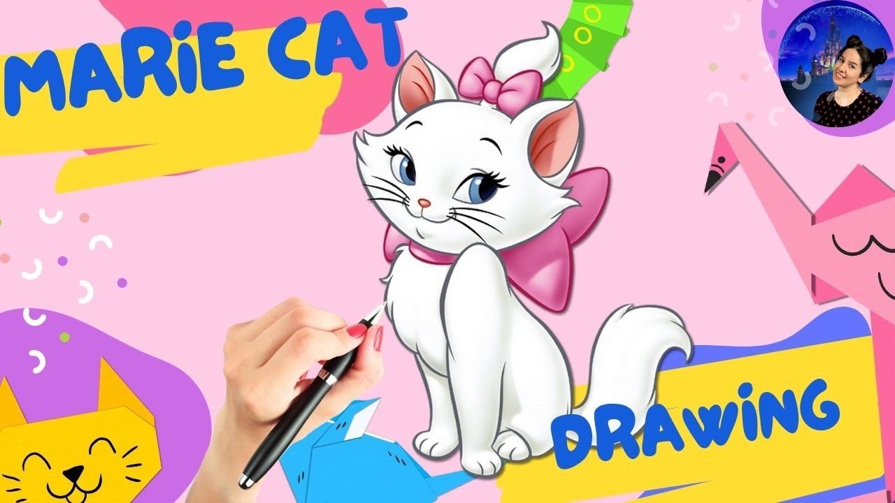 How to draw Marie cat Easy and Step by step coloring. Marie cat drawing ...
