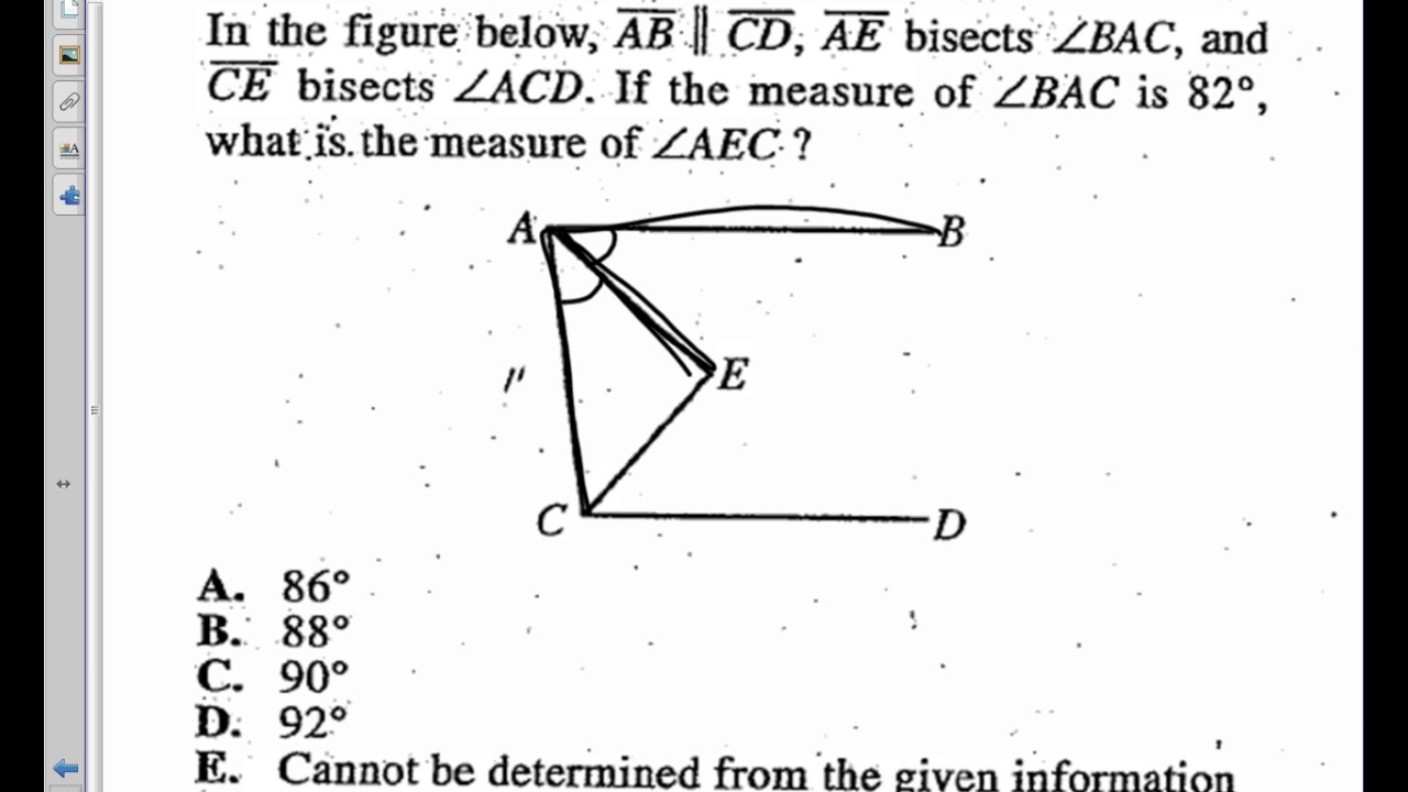 ACT parallel lines and transversals - YouTube