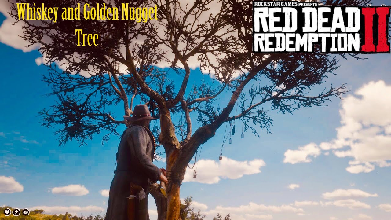 Red Dead Redemption 2 Arthur Morgan Finds Whiskey & Golden Nugget Tree ...