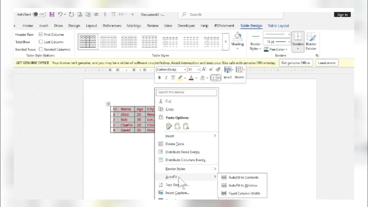 How to use AutoFit Table in MS Word #lakshyasunejamswordtutor # ...