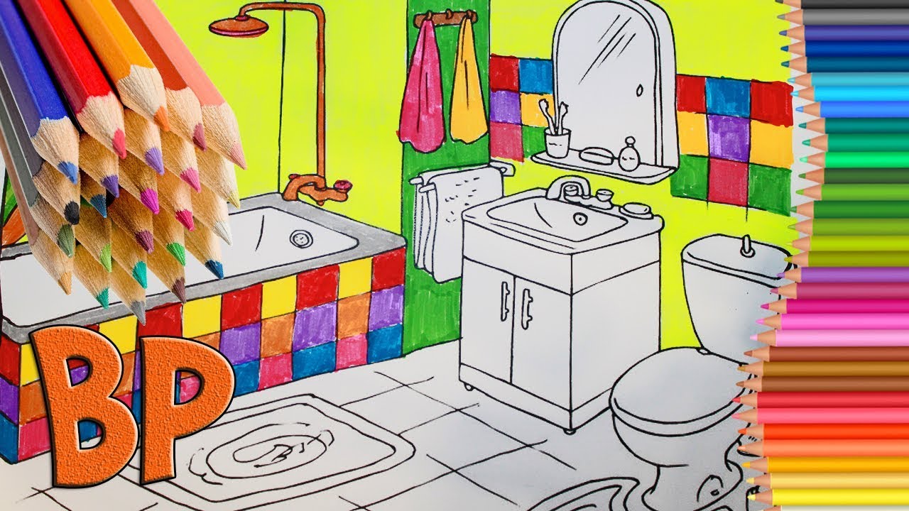 Bathroom Coloring Book Bathroom Coloring pages How to draw Раскраска ...