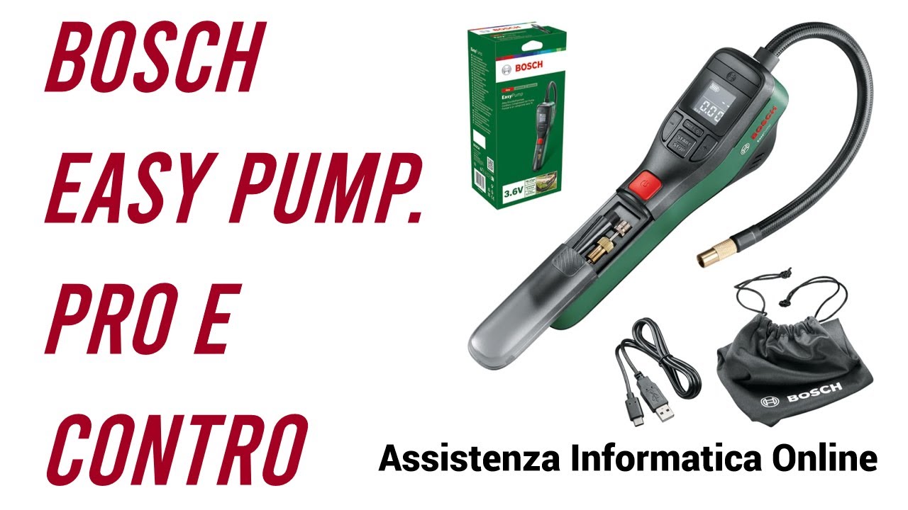 BOSCH EASY PUMP. MINI COMPRESSORE PORTATILE. RECENSIONE 2024 Sub Ita ...