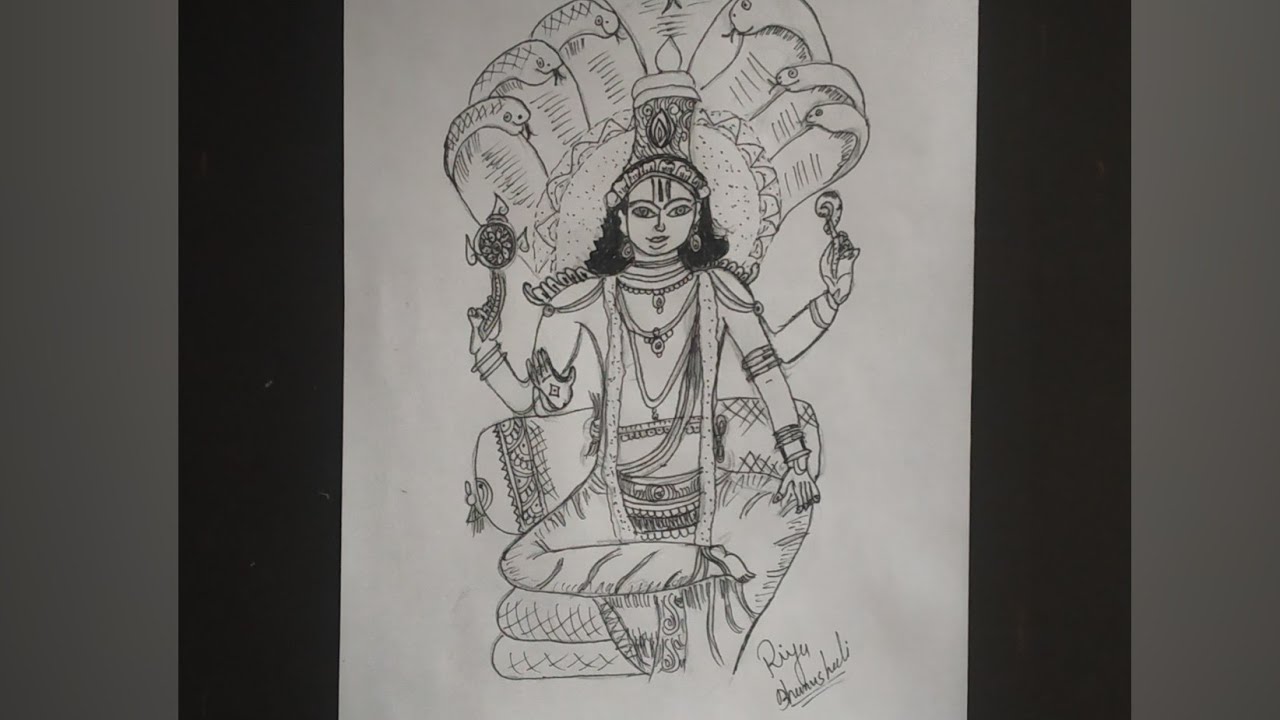 || LordVishnu -Pencil Drawing || God Drawing|| by riyuartist - YouTube