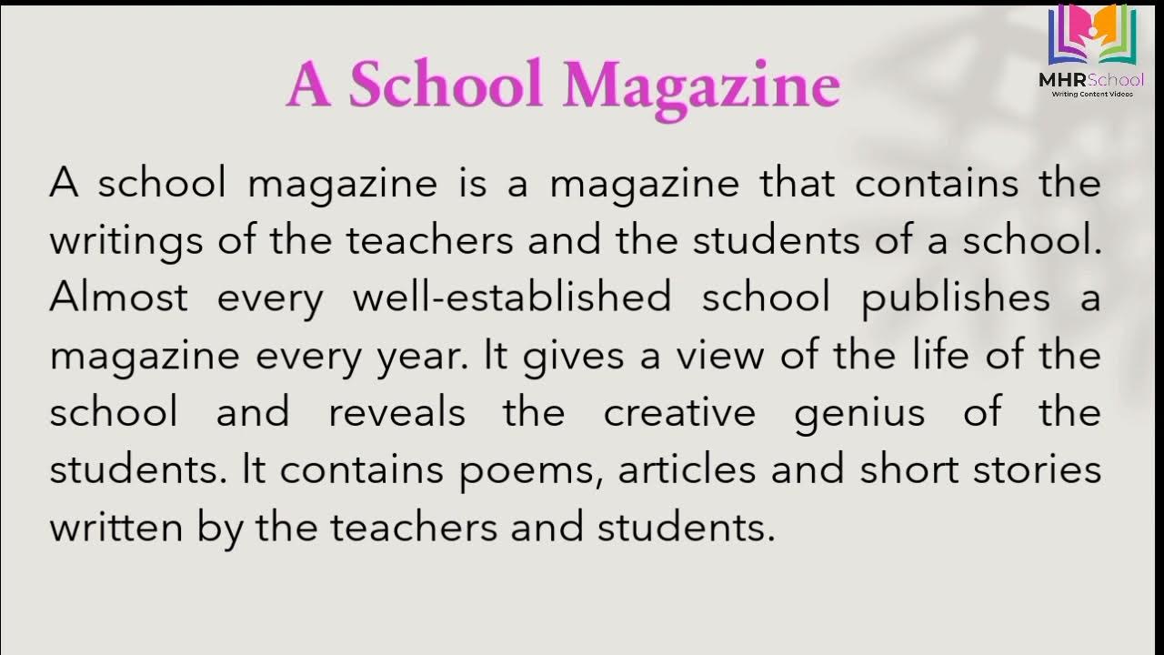 A School Magazine || Paragraph Writing || - YouTube