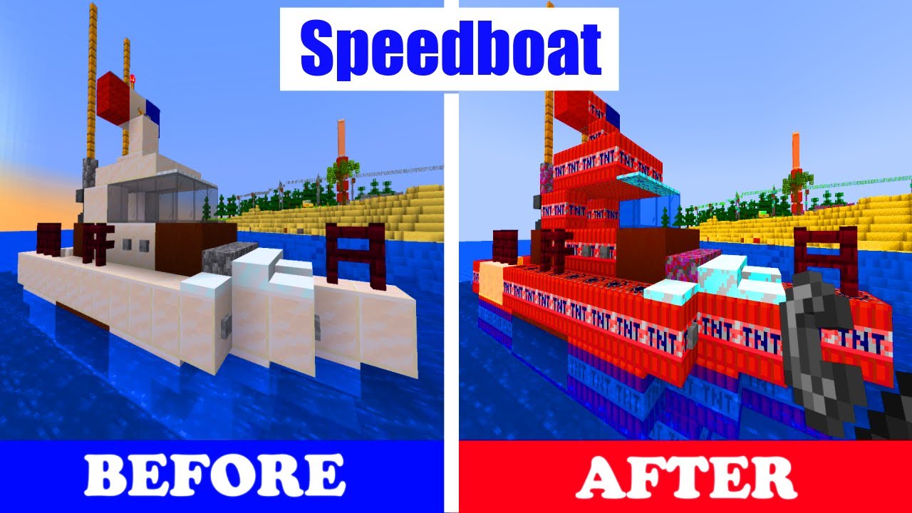 I blew up speedboat A lot of fun in minecraft - YouTube