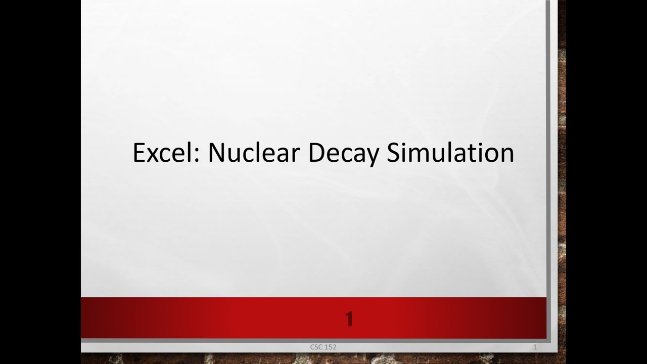 Microsoft Excel: Simple Nuclear Decay Simulation - YouTube
