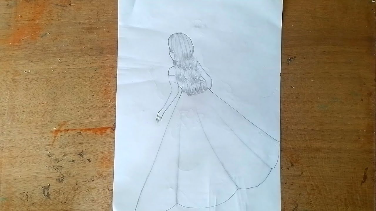a girl dress back side drawing and beautiful drawing and step by step ...