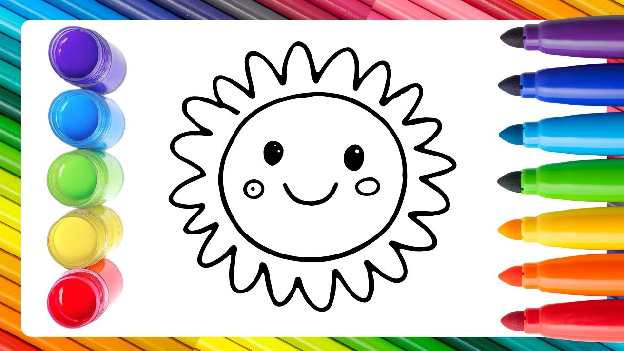 How to draw a Cute Sun for kids || drawing and coloring learning ...