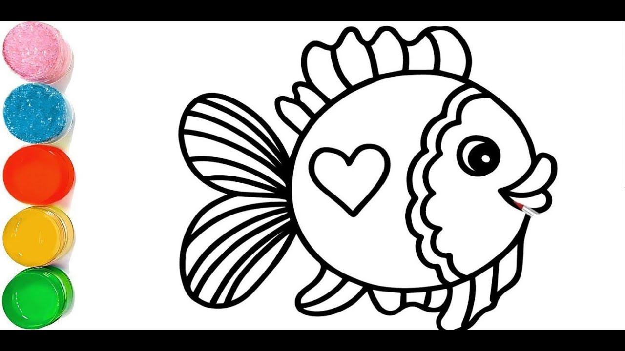 How to Draw Fish Drawing | Fish Drawing For Kids | Cute Fish Drawing ...