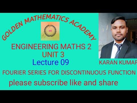 Engineering mathematics 2|| Fourier series for discontinuous function - YouTube