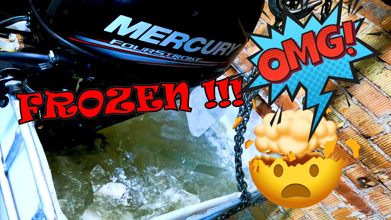 STARTING OUTBOARD IN FROZEN TANK ! MERCURY OUTBOARD 25 HP FOUR STROKE ...
