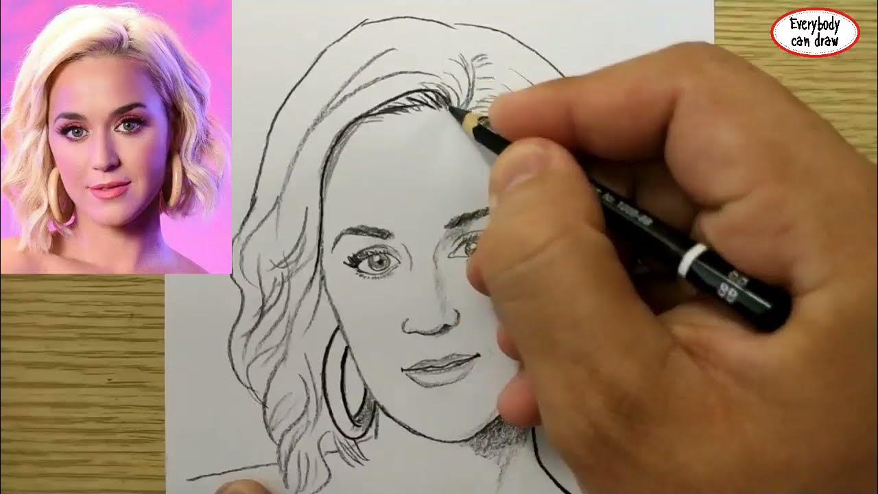 VERY EASY , How to draw katy perry / learn drawing academy - YouTube