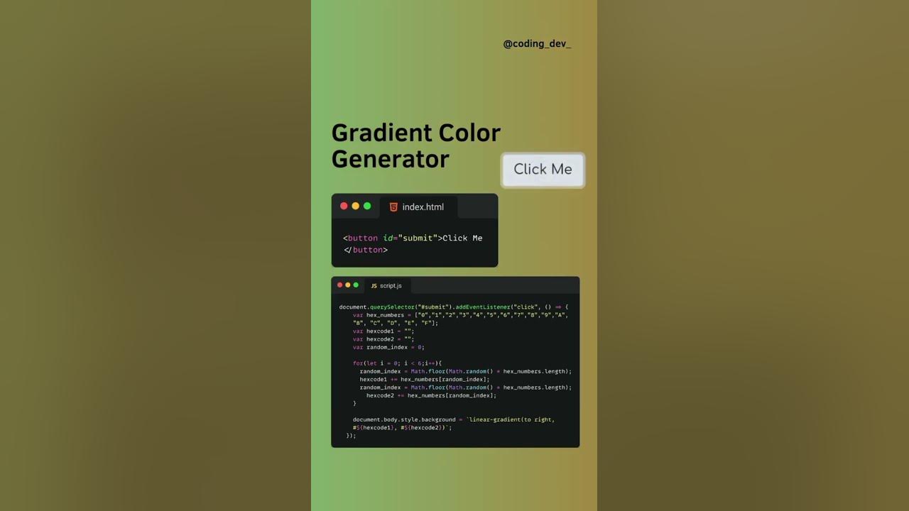 Random Gradient Color Generator Using Javascript Youtube