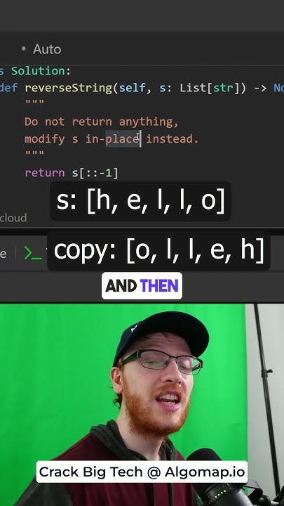 How to get Constant Space Algorithms in Coding Interviews - Reverse String - Leetcode 344 - YouTube