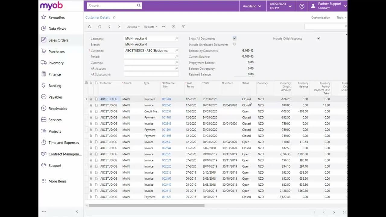 MYOB Advanced Training - Finance - Accounts Receivable - Customer Summary and Inquiries - YouTube