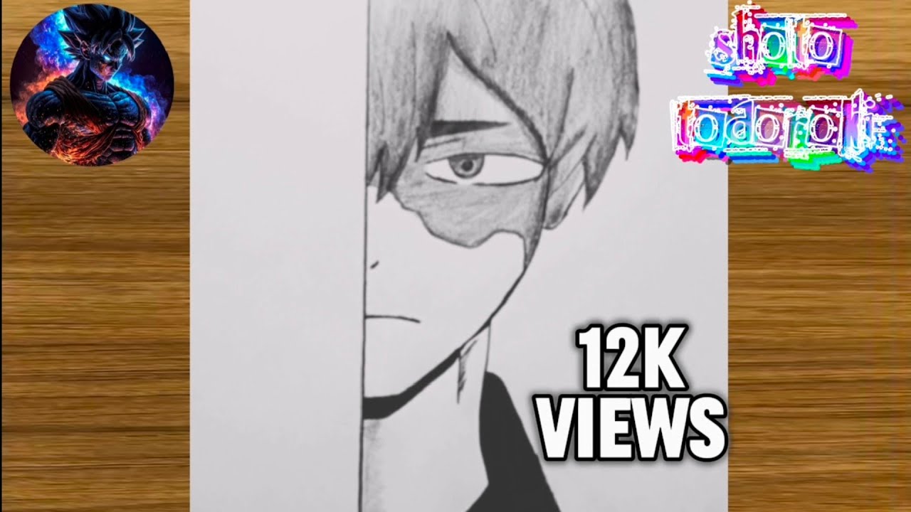 how to draw shoto todoroki half face step by step - YouTube