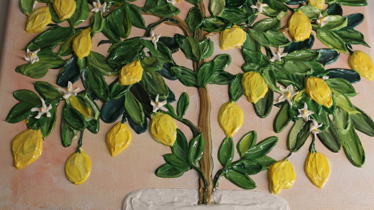 Lemon tree painting I Impasto painting I Lemons picture - YouTube
