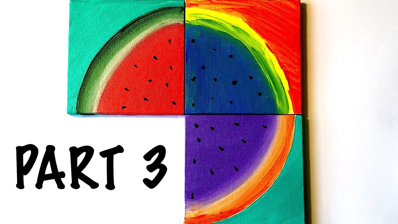 Beginner Abstract Watermelon Painting (PART 3) - YouTube