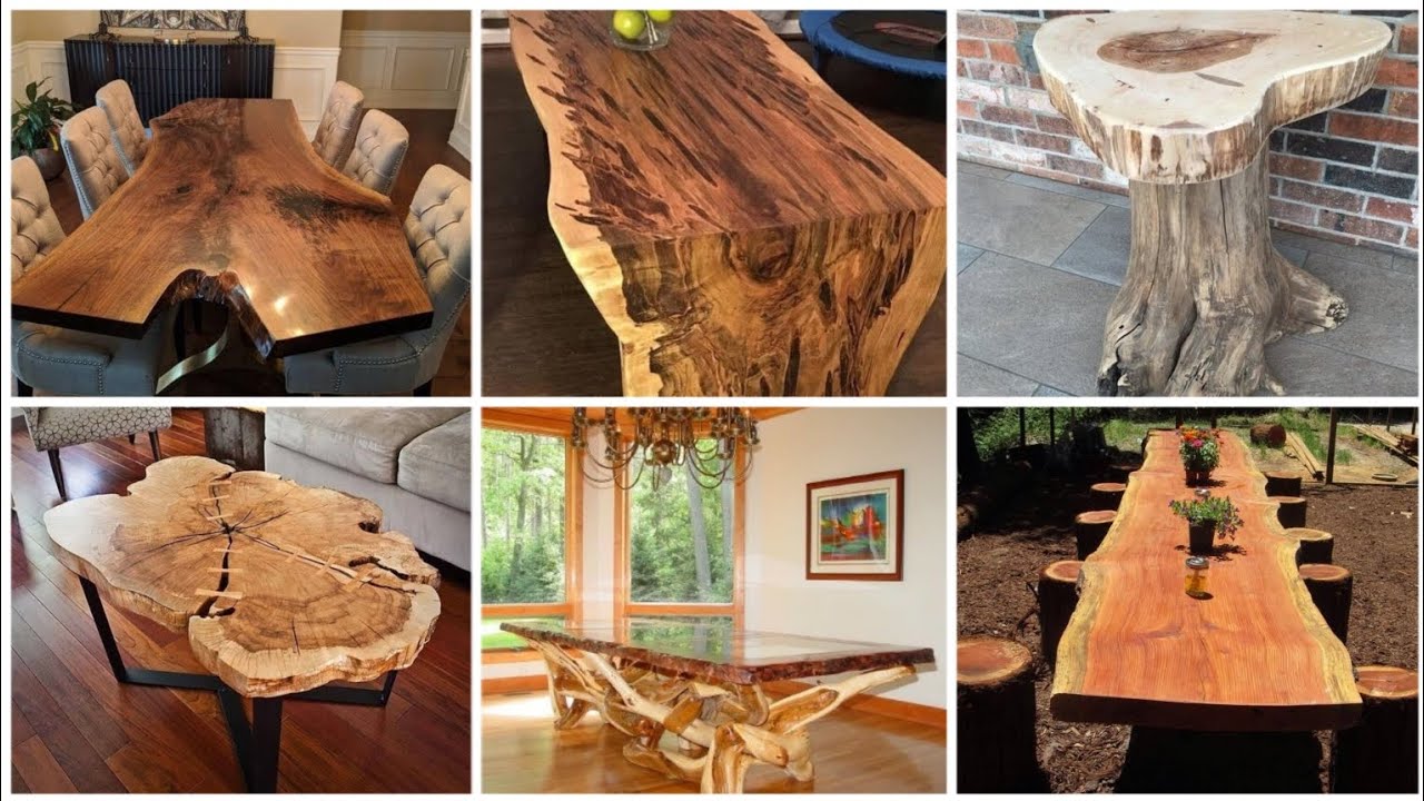 2024 wooden log table/natural live edge round slab side table/coffee ...