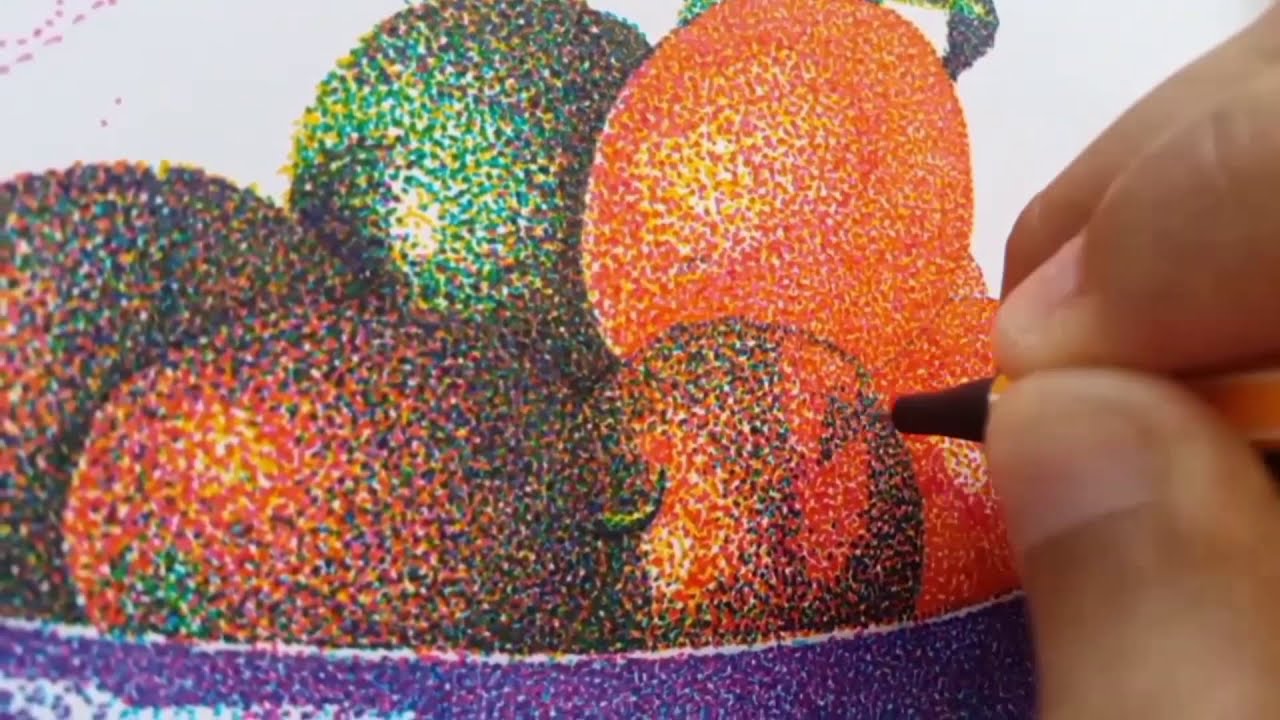 Frutas con puntillismo (Pointillism with fruits) - YouTube