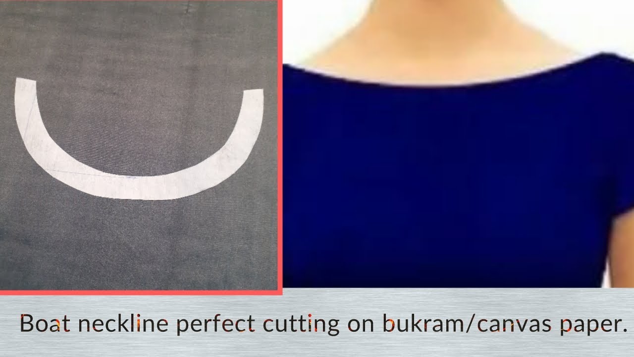 Boat Neck Cutting||Boat Neckline Cutting on Canvas/Bukram||Boat Neck ...