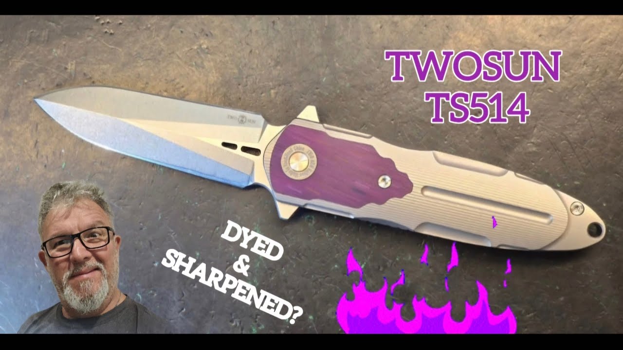 TWOSUN TS514, DOUBLE EDGED & DYED 🟣🗡️ #knifereview #knifedisassembly # ...