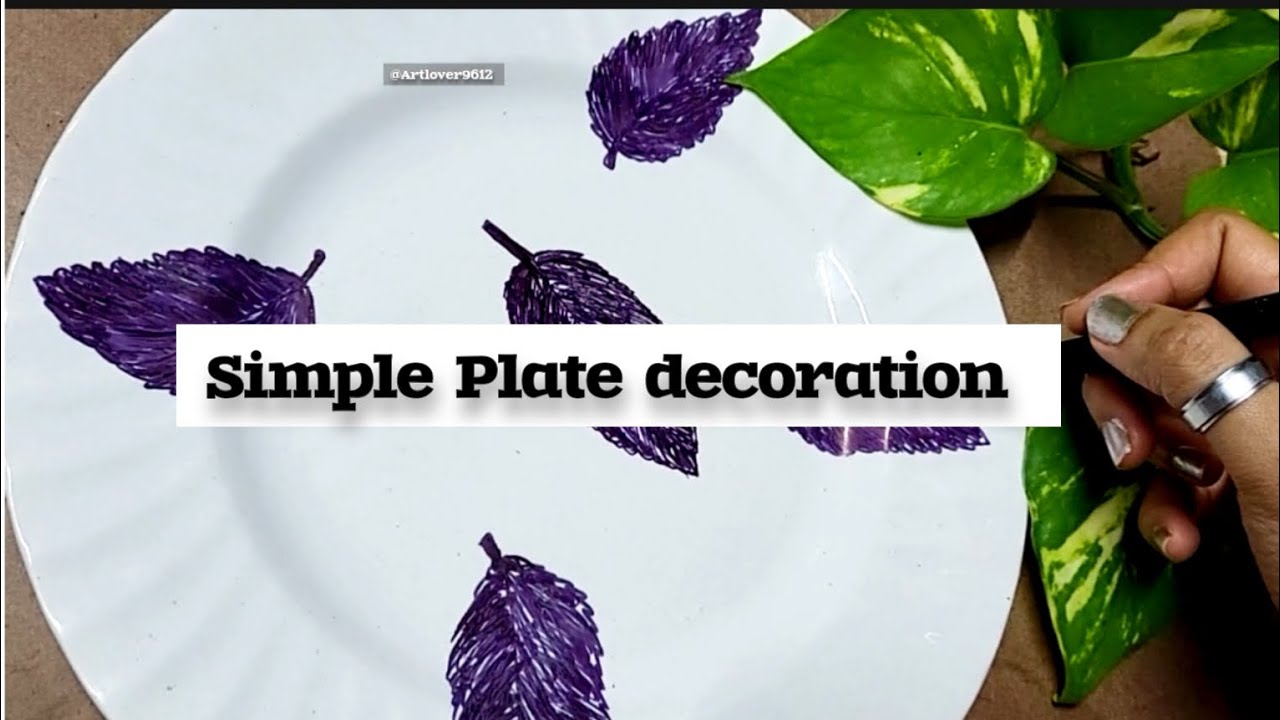 Simple plate decor ideas with marker( part. 1)🌿 ️😍🍽#viralvideo # ...