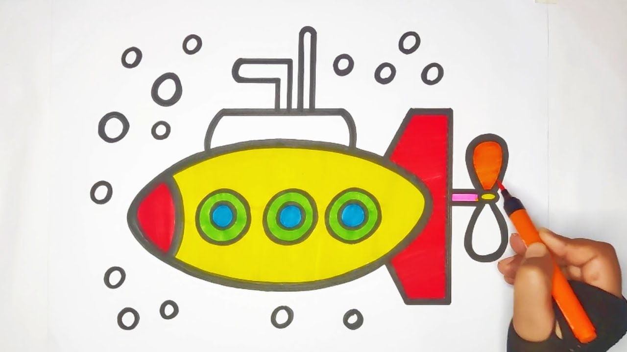 Submarine Drawing and Coloring for Kids - YouTube