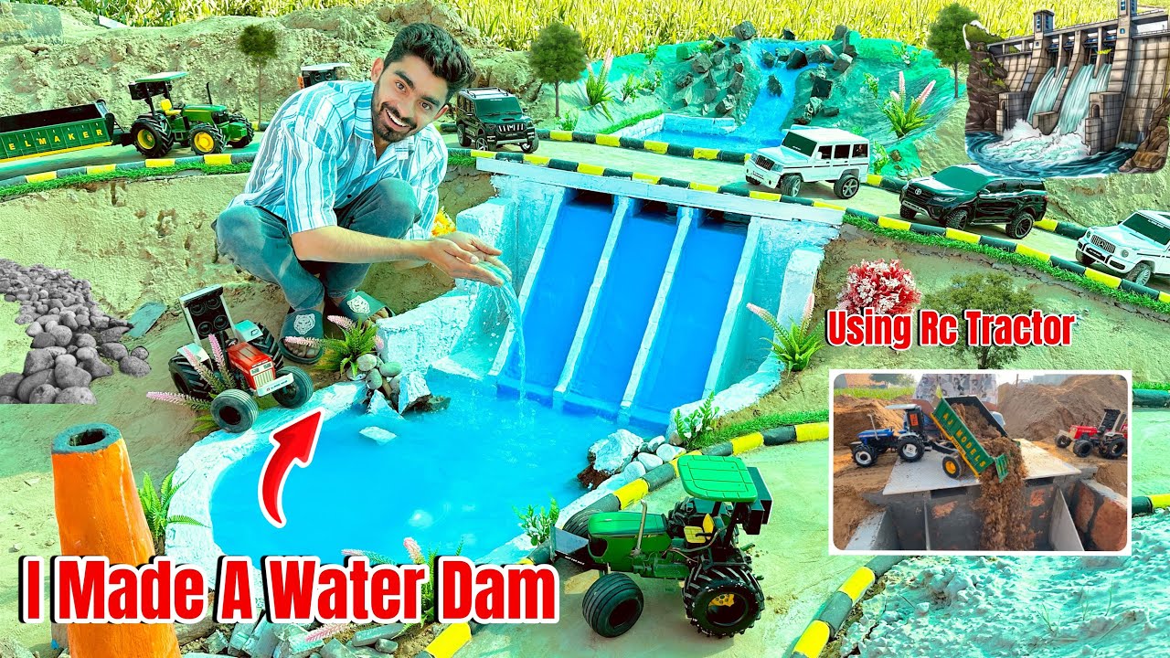 Making a mini Dam using rc tractor ll Mini city construction ll ...