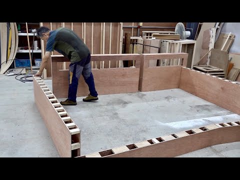 Korean Furniture Factory. Process Of Making Family Bed