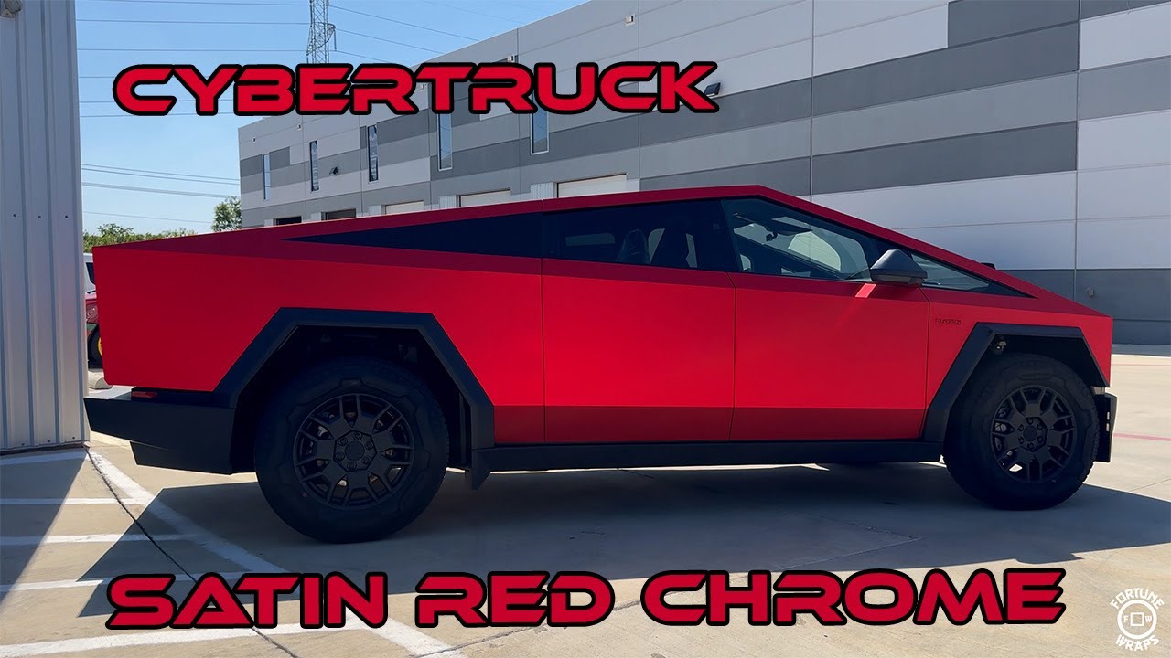 Satin red chrome Cybertruck - YouTube
