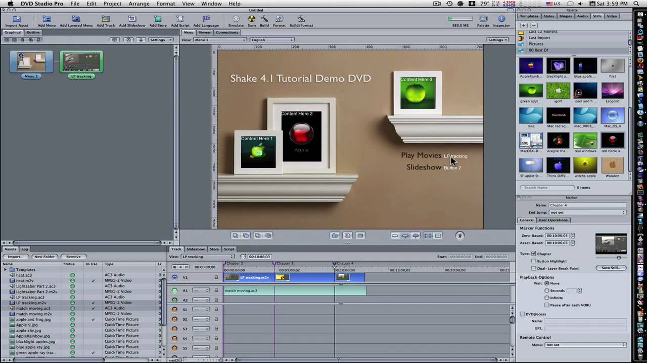 DVD Studio Pro Tutorial: Lesson 3 - Transitions and chapter markers ...