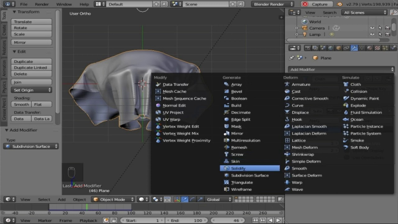 How to make cloth simulation in Blender 2.79 | Tutorial | # ...