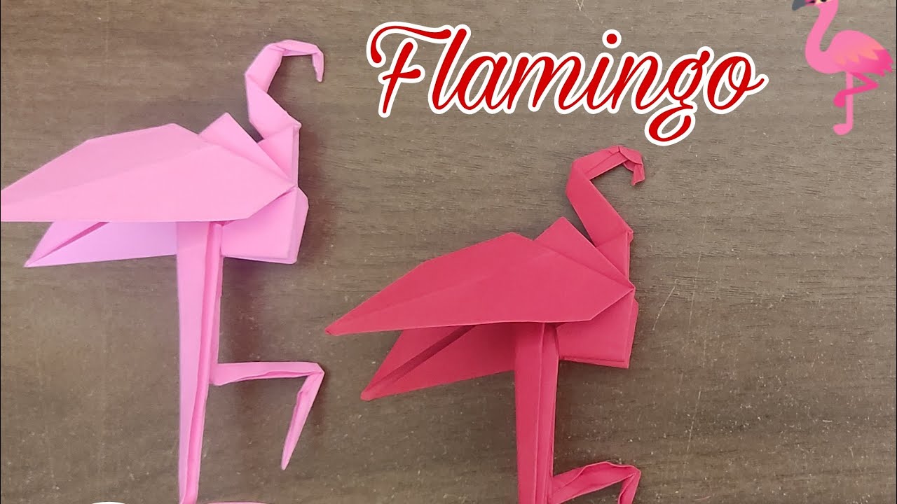 how to fold an easy paper flamingo? #origamibird#origamiflamingo# ...