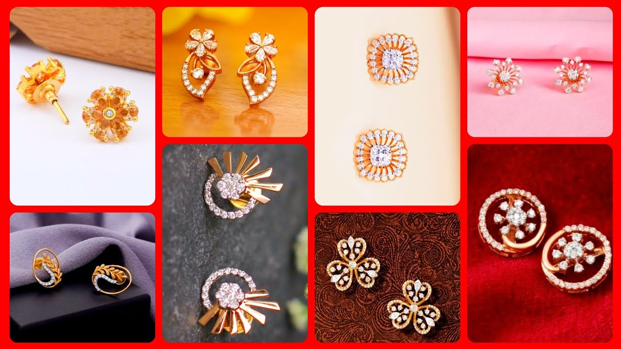Newest most beautiful diamond studd earrings - YouTube