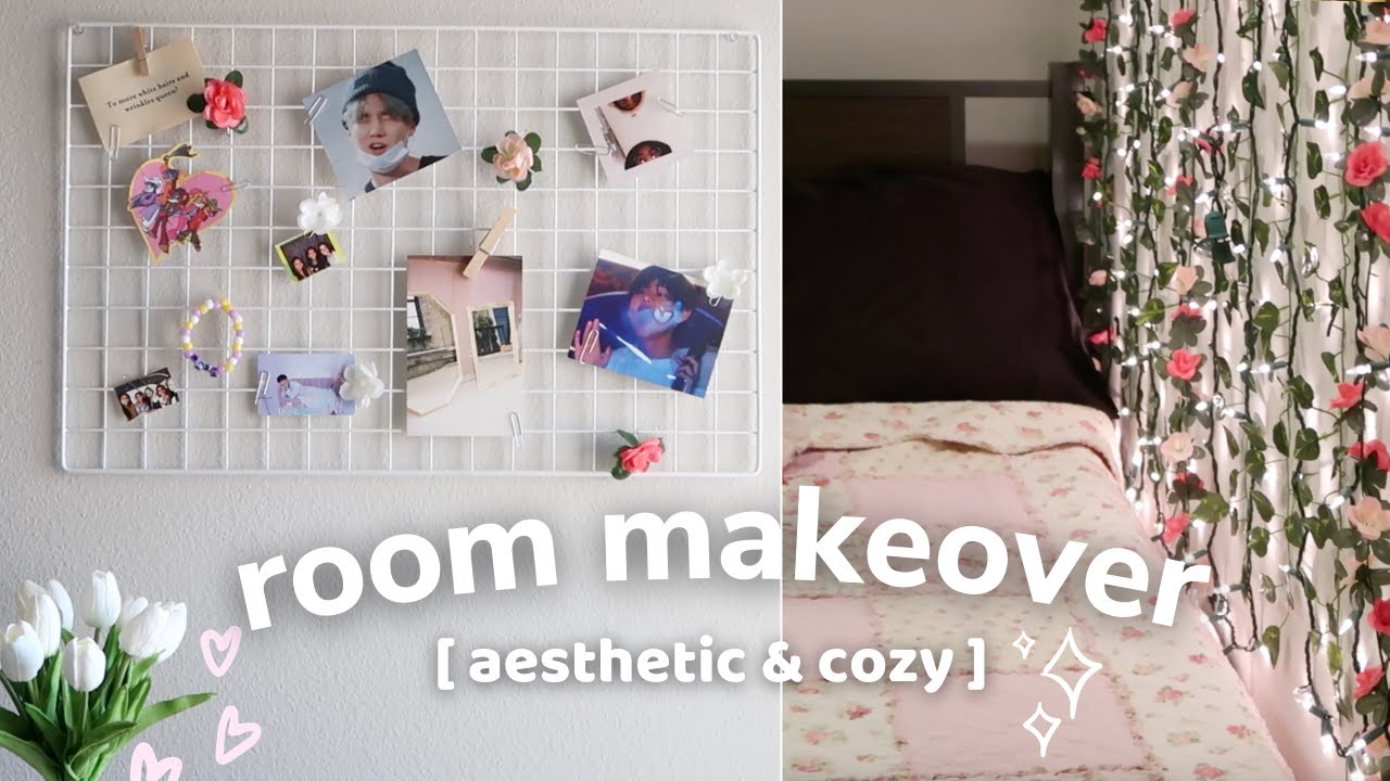 small room makeover 🌷 pinterest inspired, minimal, cozy bedroom - YouTube