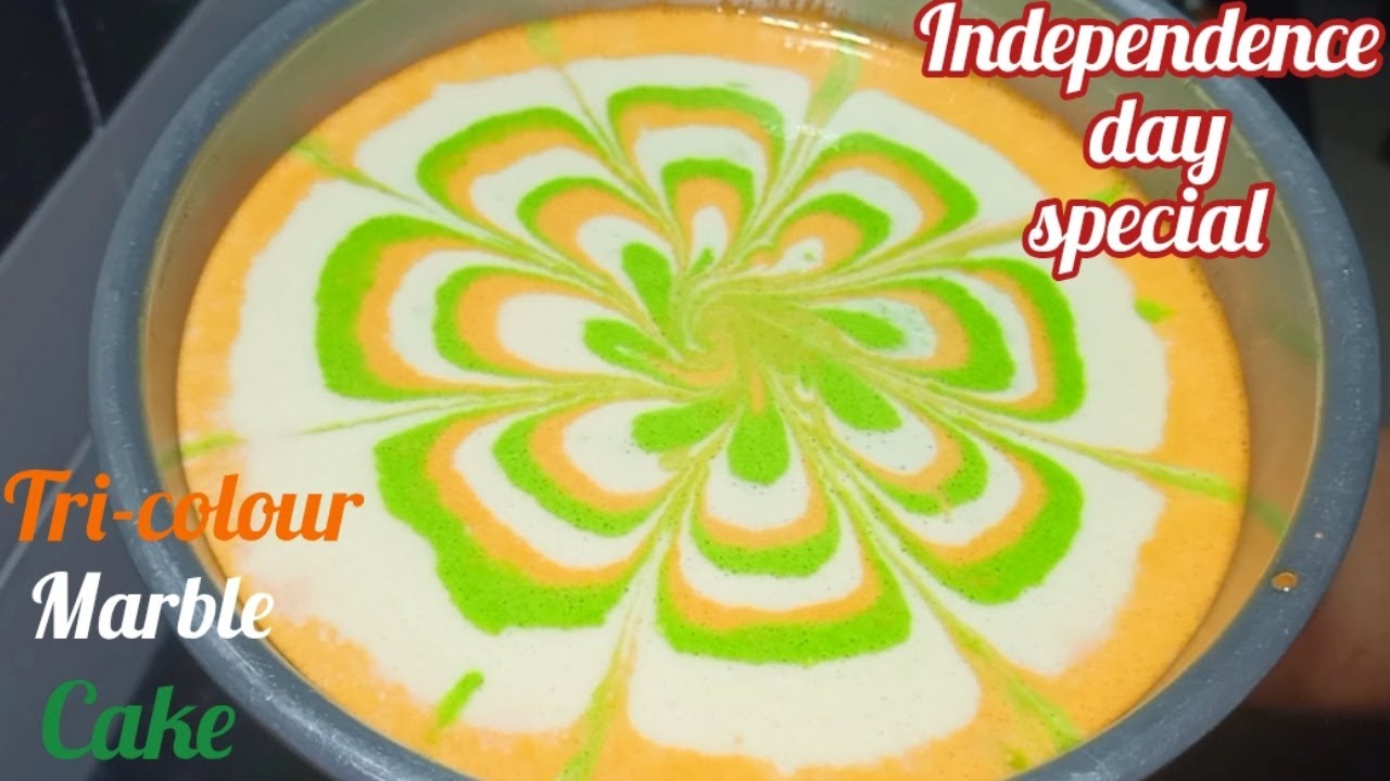 Tri colour Marble cake||Pineapple marble cake without Oven|| Tri colour ...