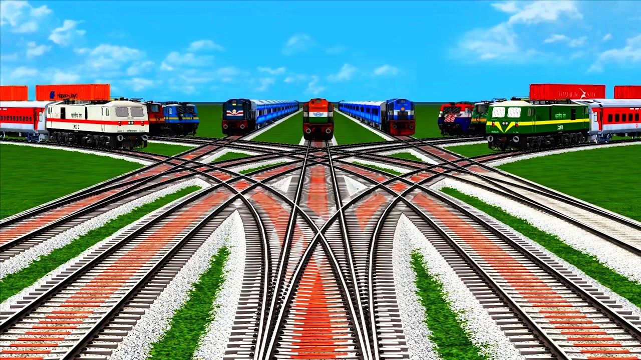 Trains Crossing on 9 Extreme Messy Rail Tracks🚦Branching Tracks with ...