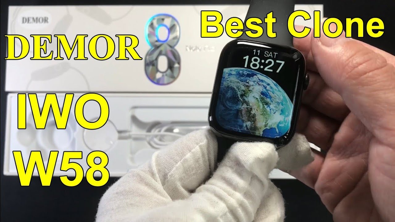 DEMOR IWO W58 Smart Watch Best Series 8 Clone 45mm Black Bright W57 ...