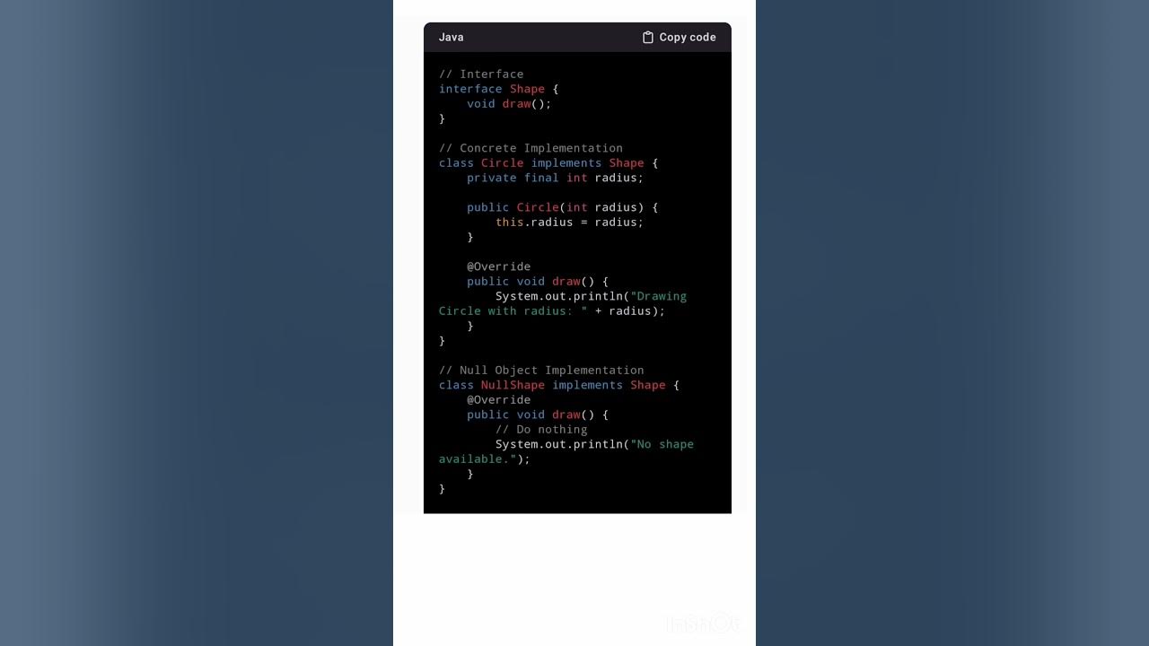 Null Object Pattern In Java Shorts Java Programming Designpatterns Youtube 1567