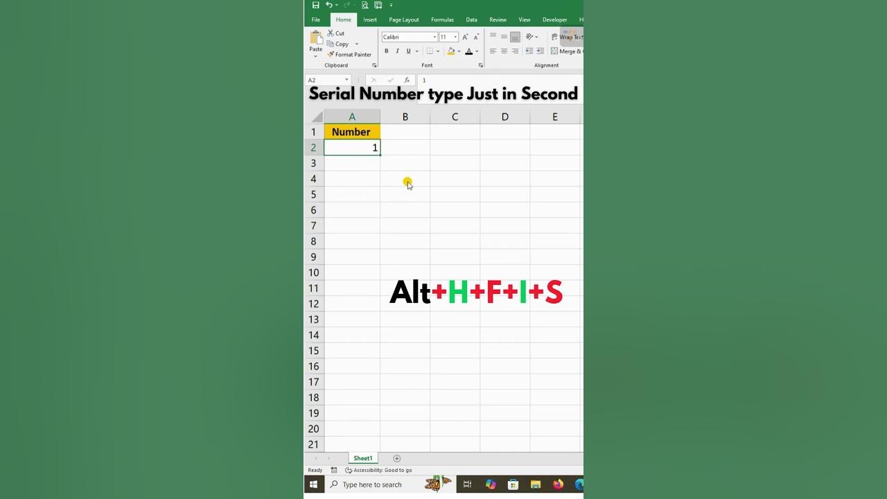 How to Quickly Enter Serial Numbers in Excel in Just Seconds. #short #exceltipstricks # ...
