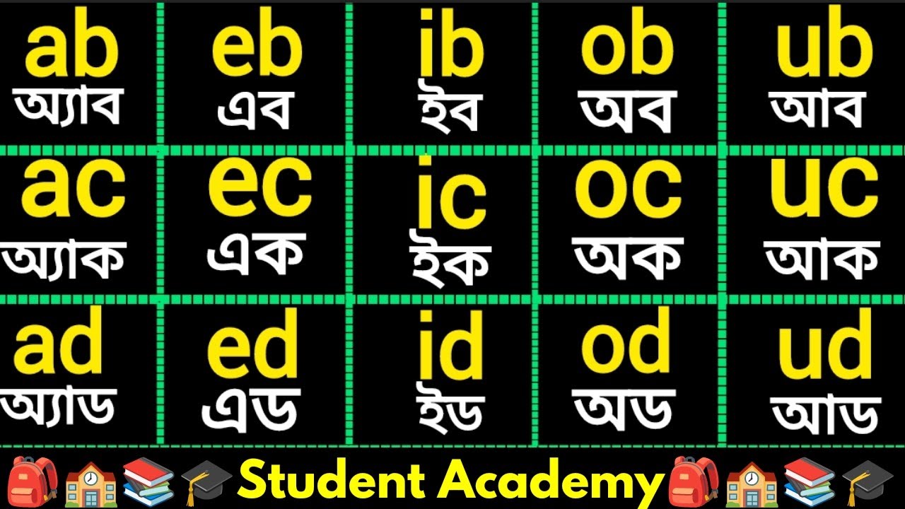 ab অ্যাব, eb এব, ib ইব, ob অব ub আব || basic english reading - YouTube