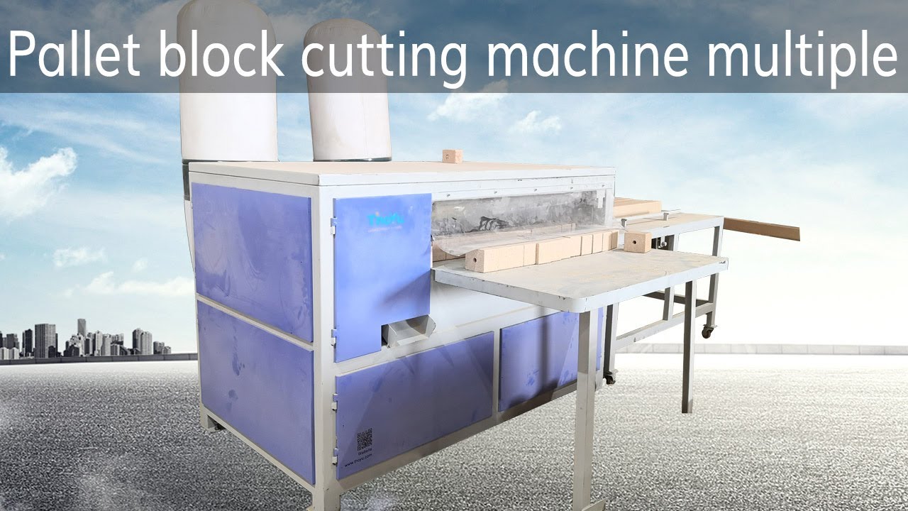 Pallet block cutting machine (multiple-blade model) - YouTube