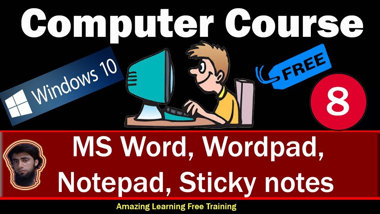 #8 Windows 10 Editors MS Word Worpad Notepad Sticky Notes | How to Use ...
