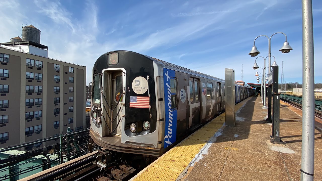 NYCTA BMT 60fps: Kawasaki R143 Paramount+ Ad-Wrap Set on the (L ...