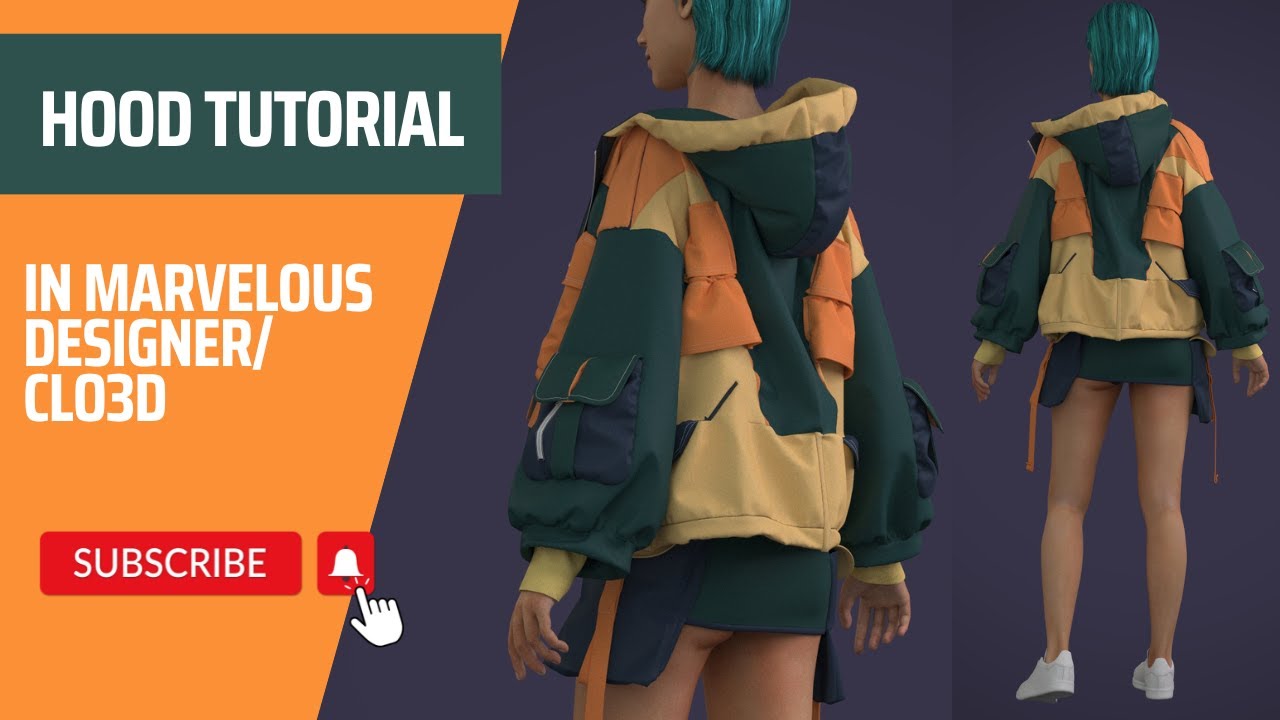 Hood (Cappuccio) tutorial on Marvelous Designer or Clo3d in Italian and English subtitle - YouTube