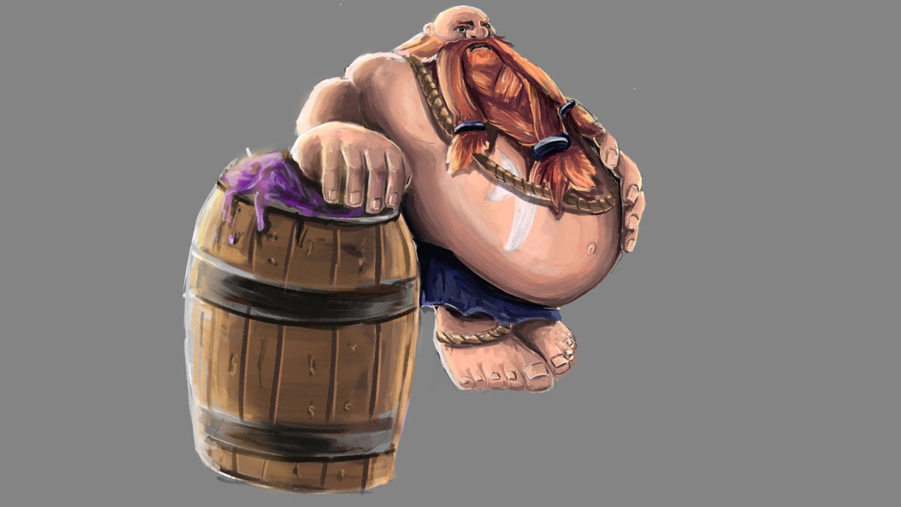 Gragas fanart painting progress - YouTube