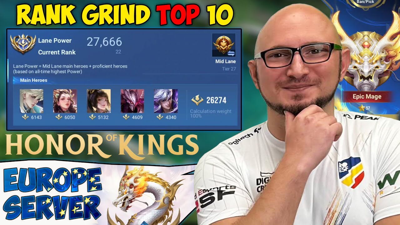 Top 100 Europe Server - Grandmaster 57 Stars Grind | Honor of Kings ...
