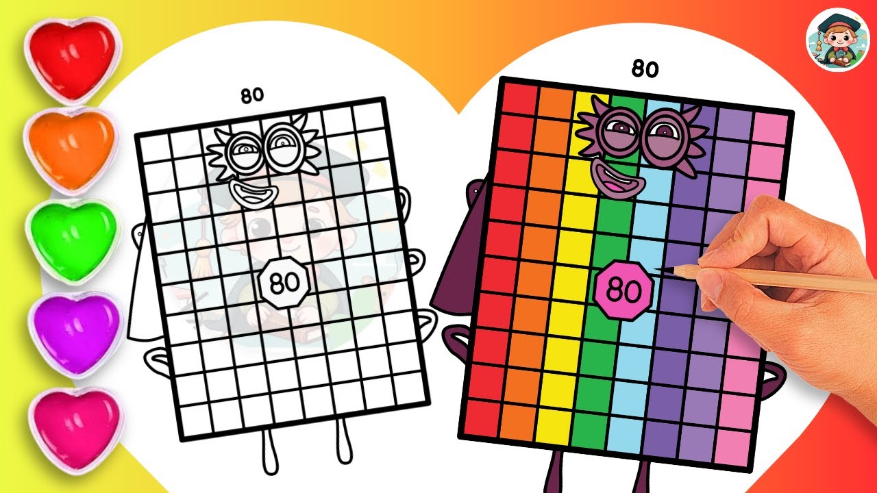 COLORING Numberblock 80 Coloring🌈 - Learn to draw Numberblock 80 ...