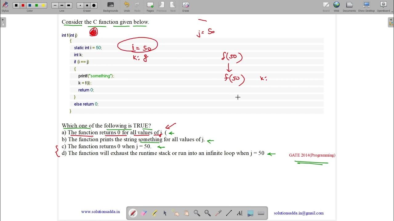 Gate 2014 Set 2 C Programming Gate Test Series Solutions Adda Explained By Vivek Youtube
